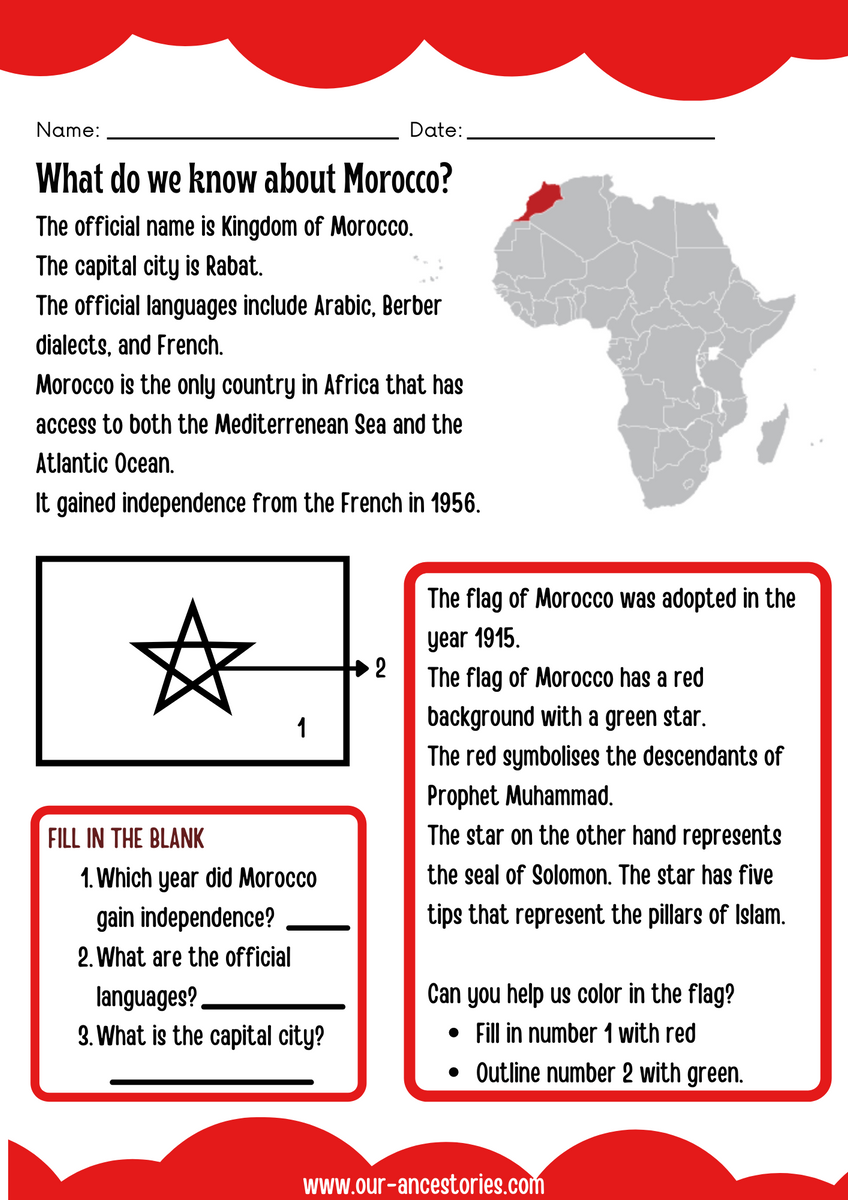 Our Ancestories - Morocco Country Profile - Free Worksheets